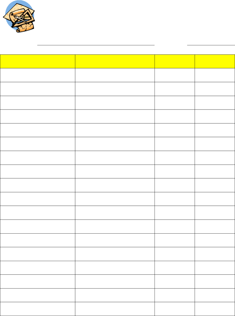 Material Sign-out Sheet Template