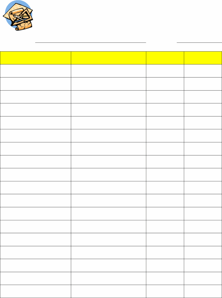 Material Sign-out Sheet Template
