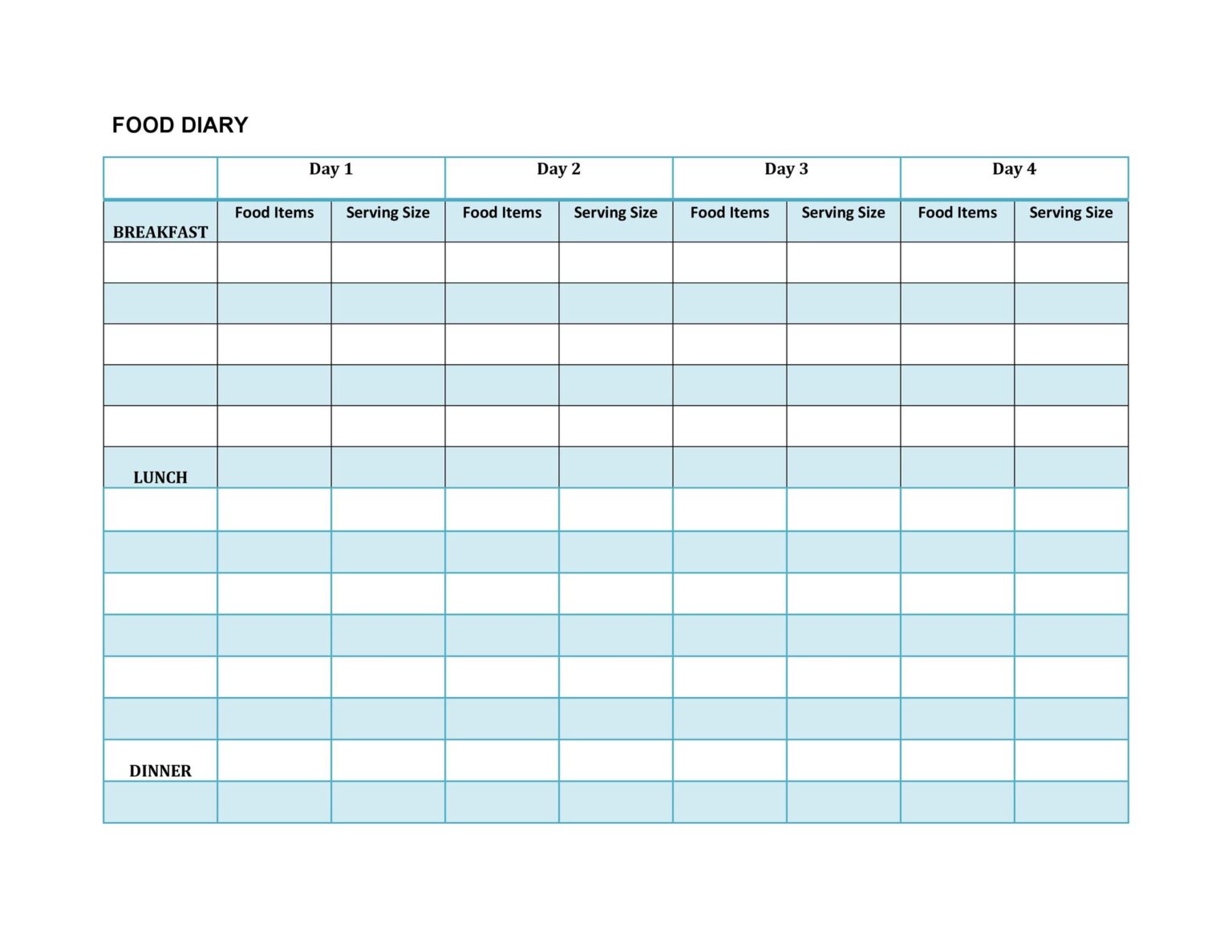 Free Printable Meal Log Template