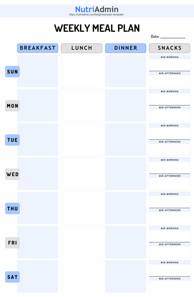Free Printable Meal Plan Template