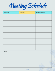 Free Printable Meeting Schedule Template