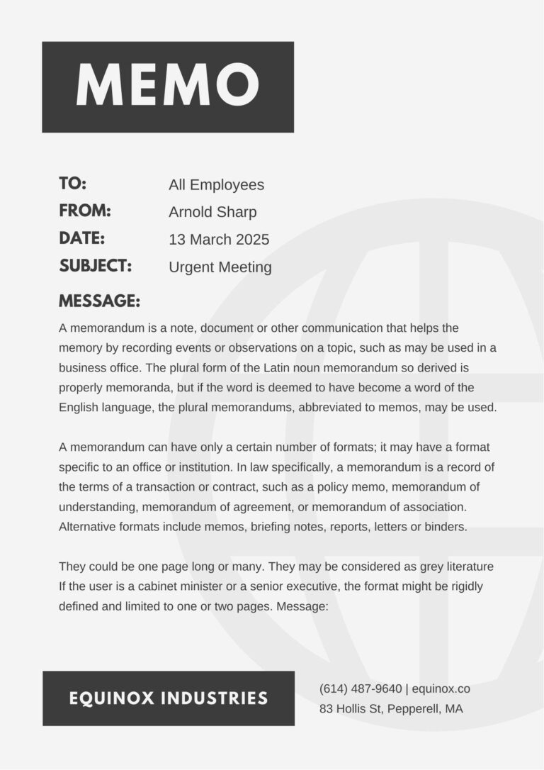 Memo Format Template (Word)