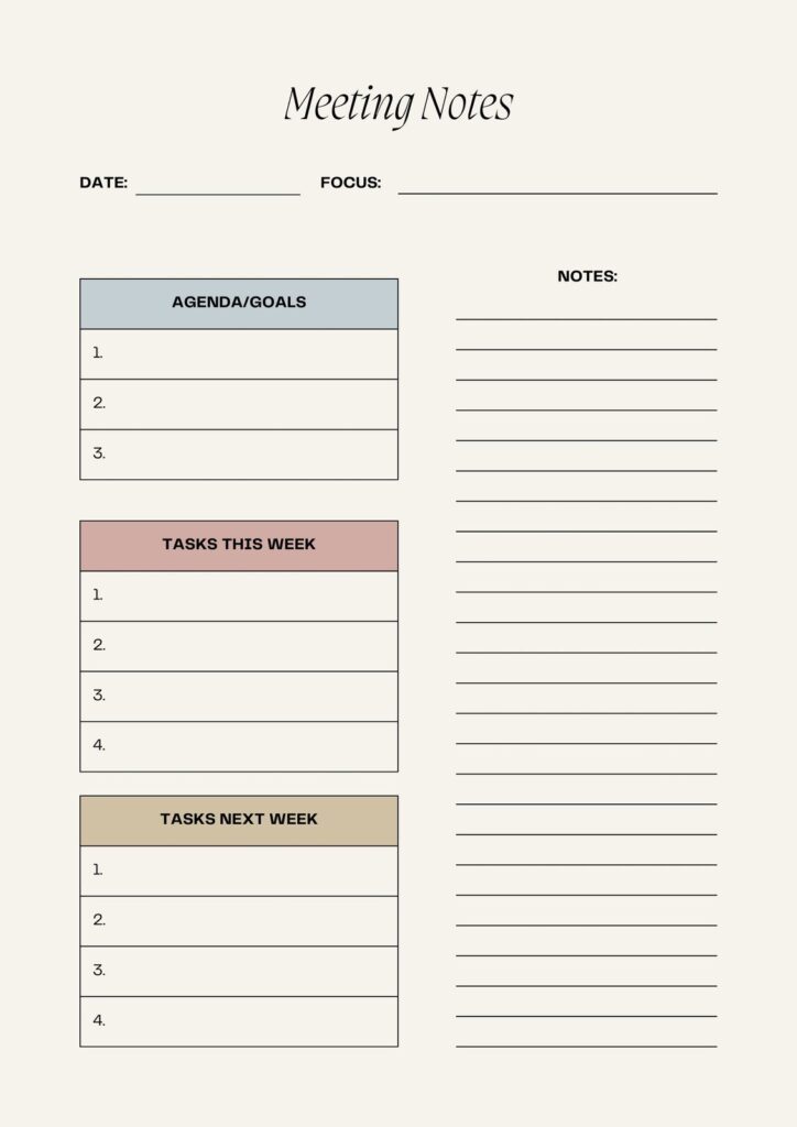 Free Printable Minute-Taking Template