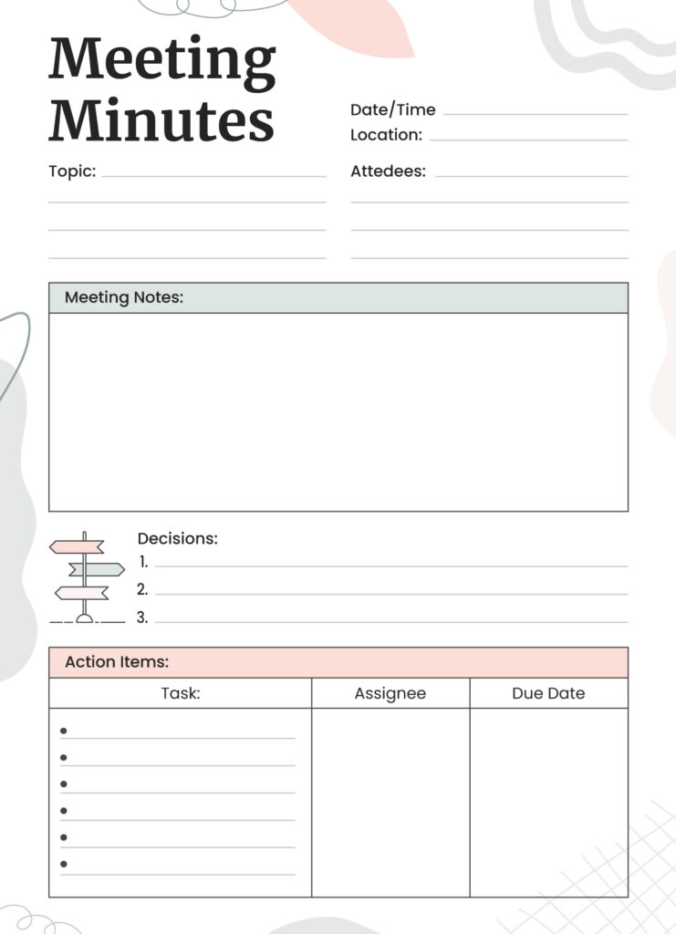 Free Printable Minute-Taking Template
