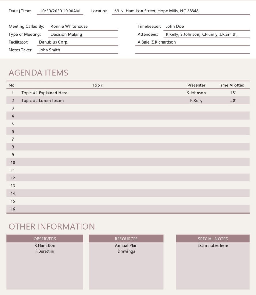 Free Printable Minute-Taking Template