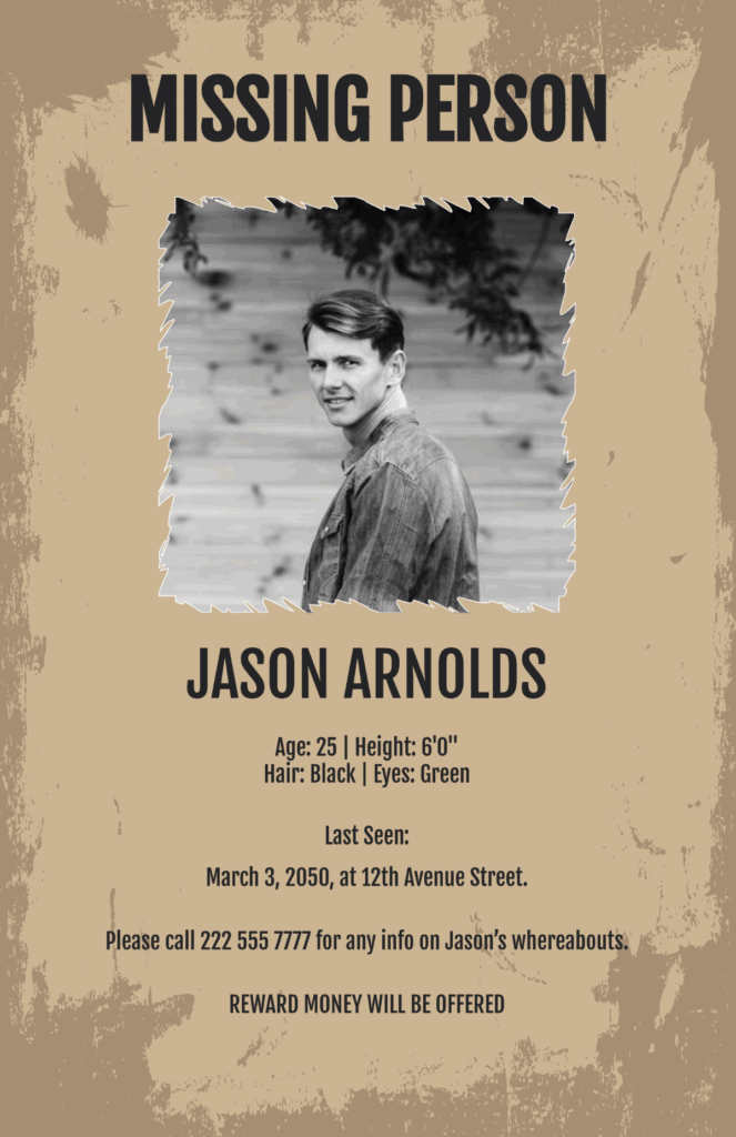 Customizable Missing Person Flyer Template (Word)