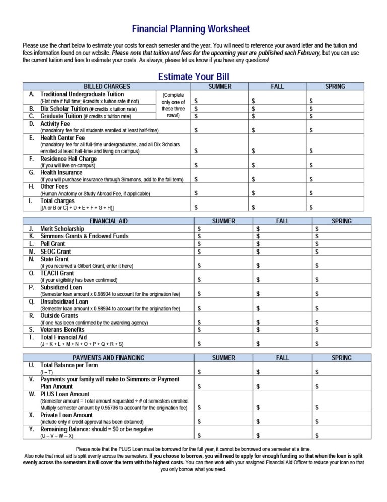 Money Management Worksheet Template