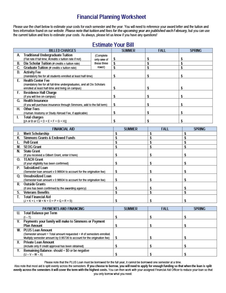 Money Management Worksheet Template
