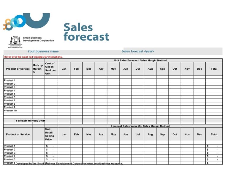 Monthly Sales Forecast Sheet Template (Excel)