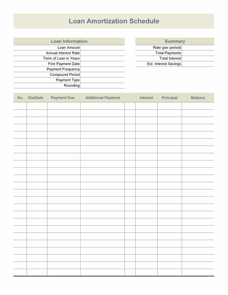 Monthly Amortization Schedule Template