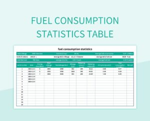 Monthly Fuel Consumption Worksheet Template