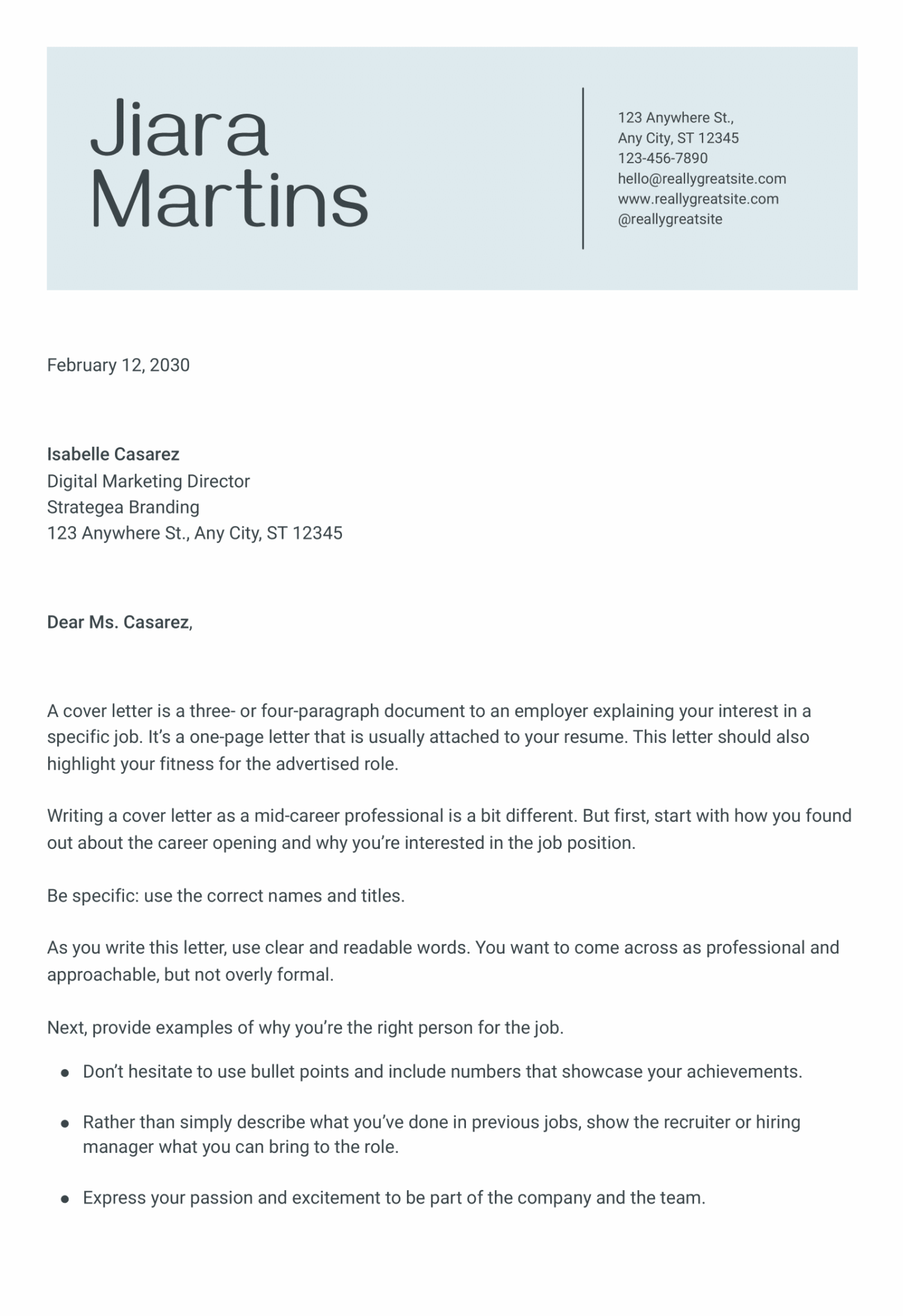 Motivation Letter Template (Word)