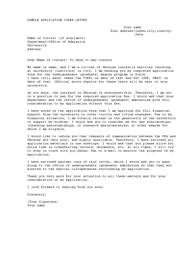 Motivation Letter Template (Word)