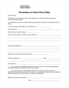Printable Permission Slip Template