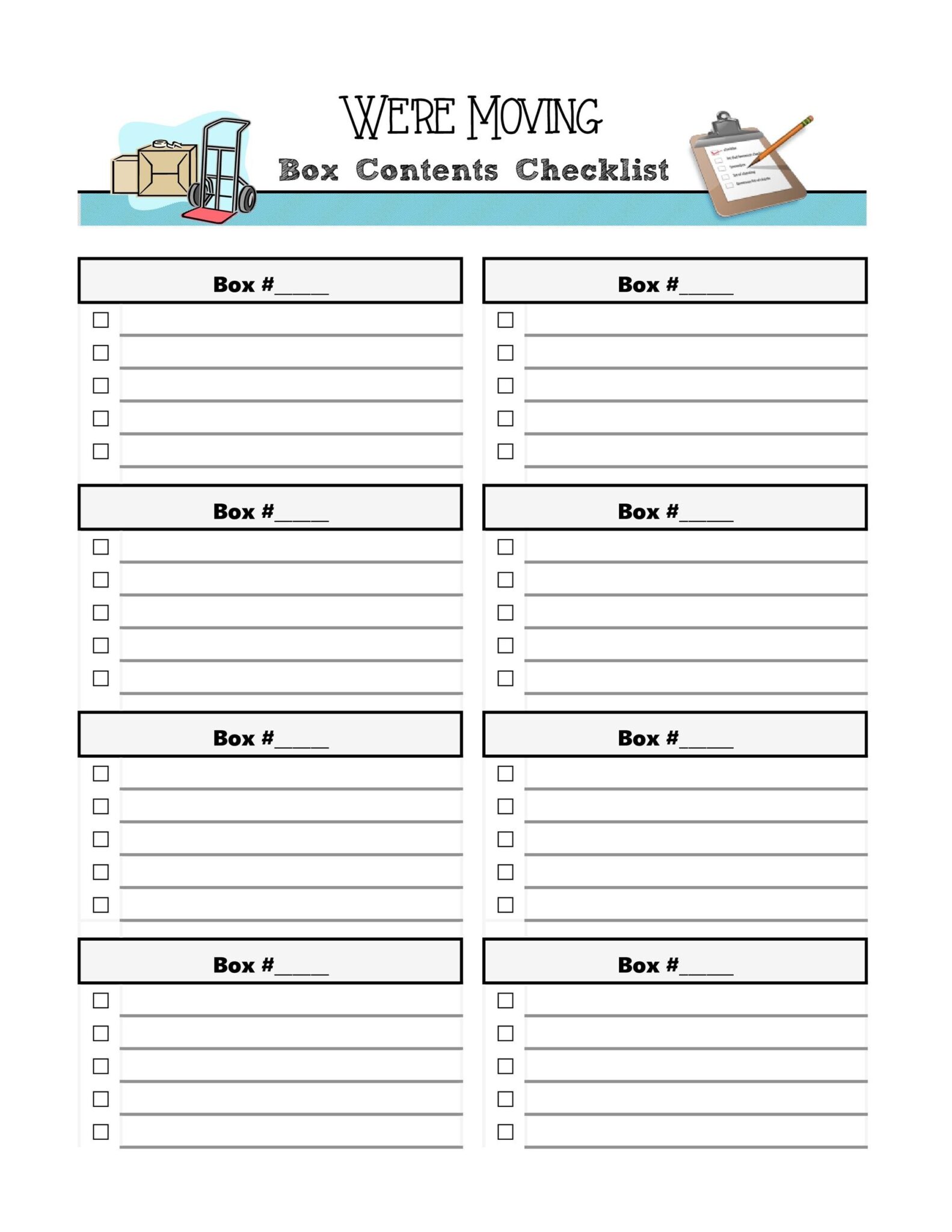 Printable Moving Packing List Template