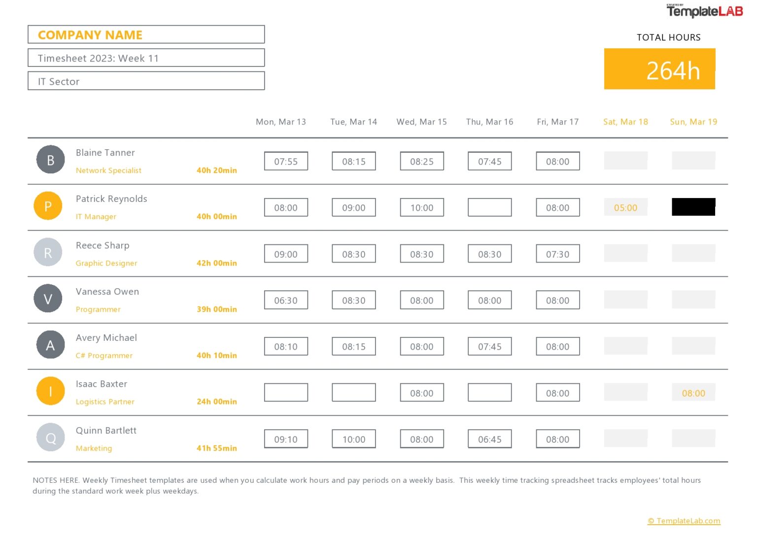 Multiple Job Timesheet Template (Excel)