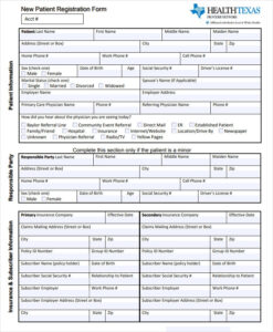 Printable Patient Registration Form