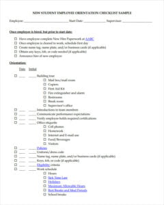 Printable Orientation Checklist Template
