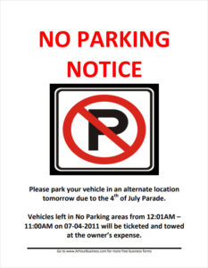 Printable Parking Warning Notice Template