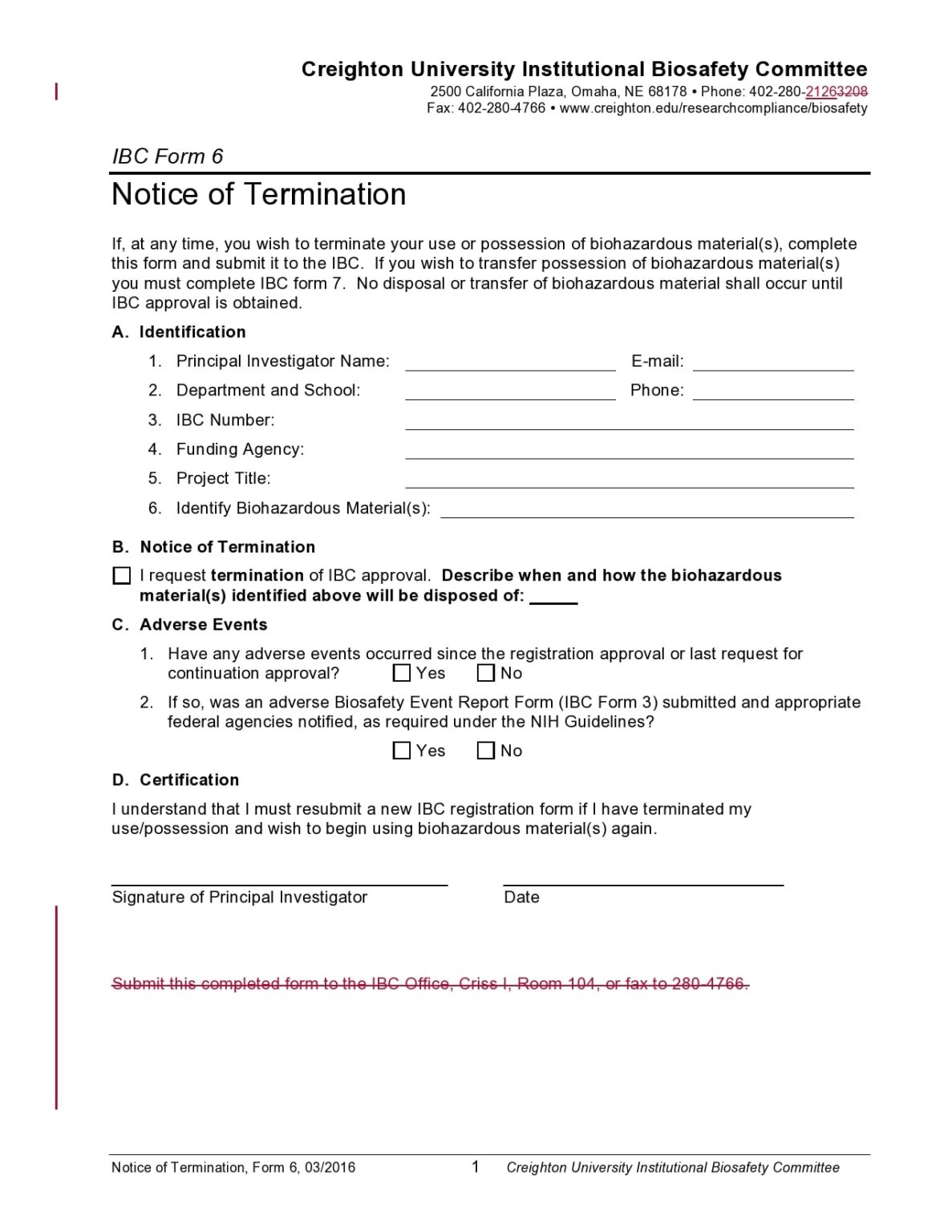 Notice of Termination Form (Word)