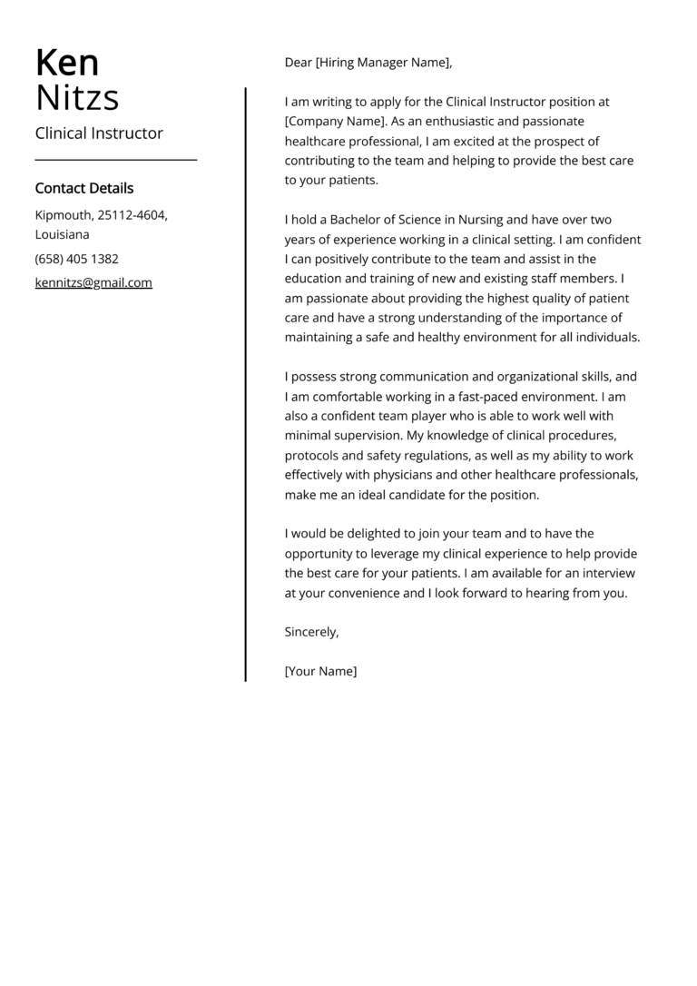 Nursing Letter of Intent Template (Word)