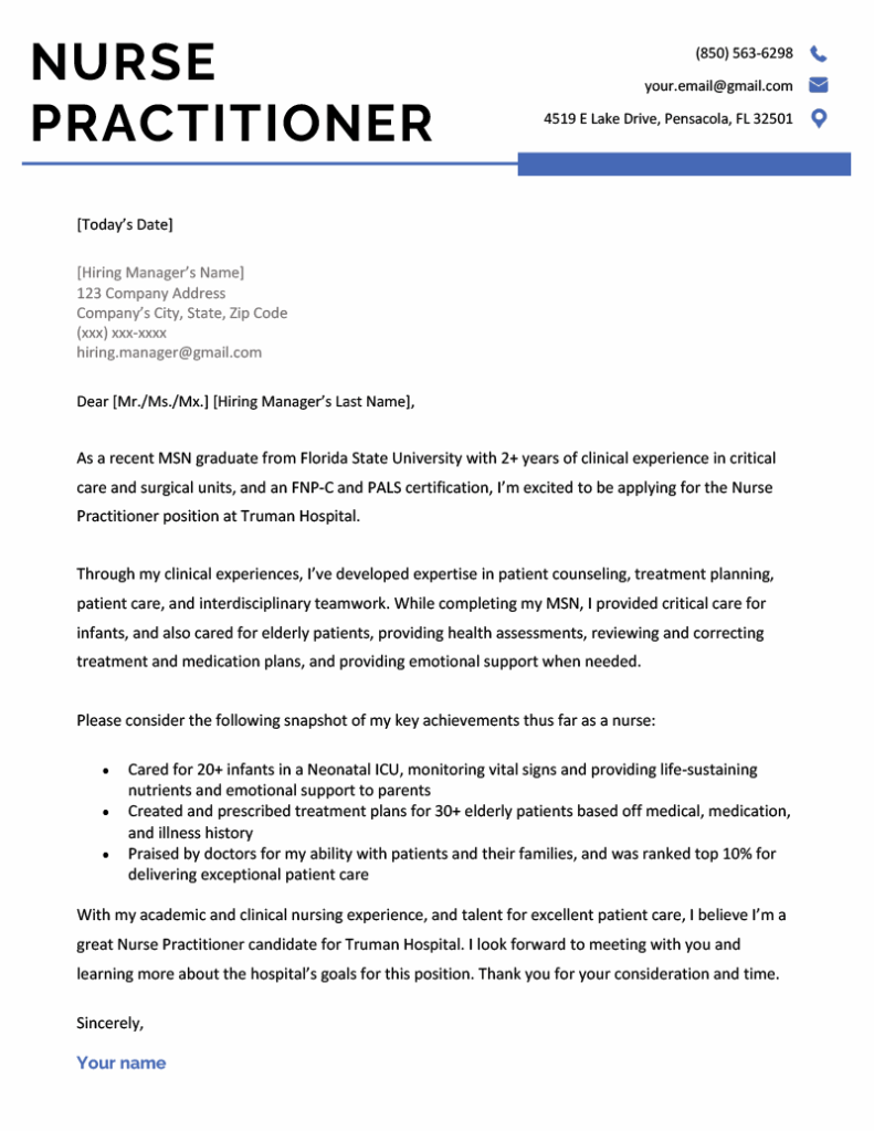 Nursing Letter of Intent Template (Word)