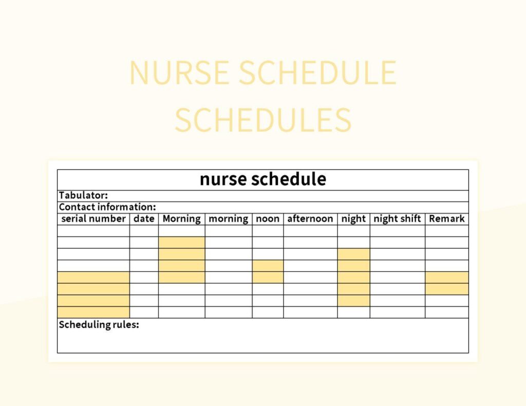 Free Printable Nursing Schedule Template