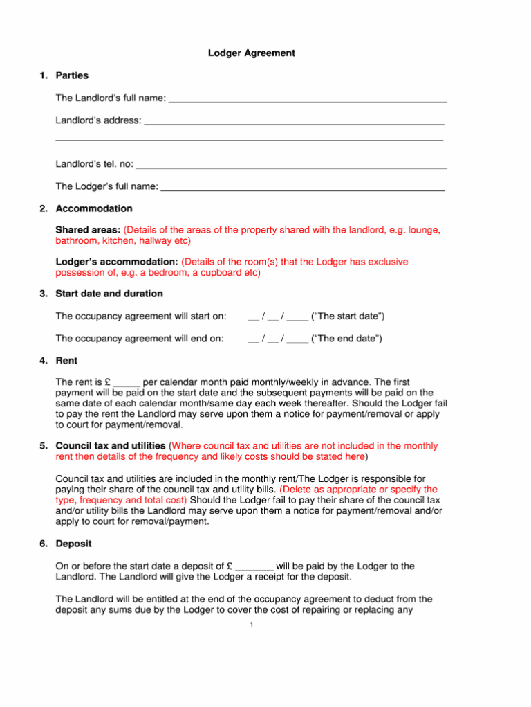 Occupancy Agreement Template (Word)