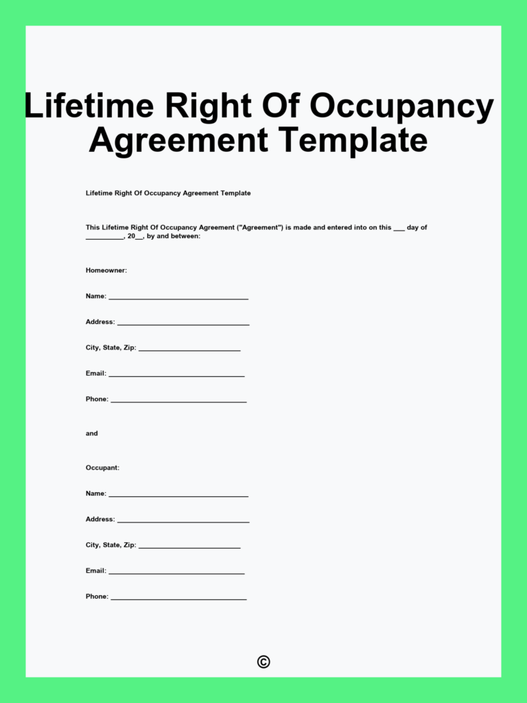 Occupancy Agreement Template (Word)