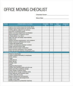 Printable Moving Checklist Template