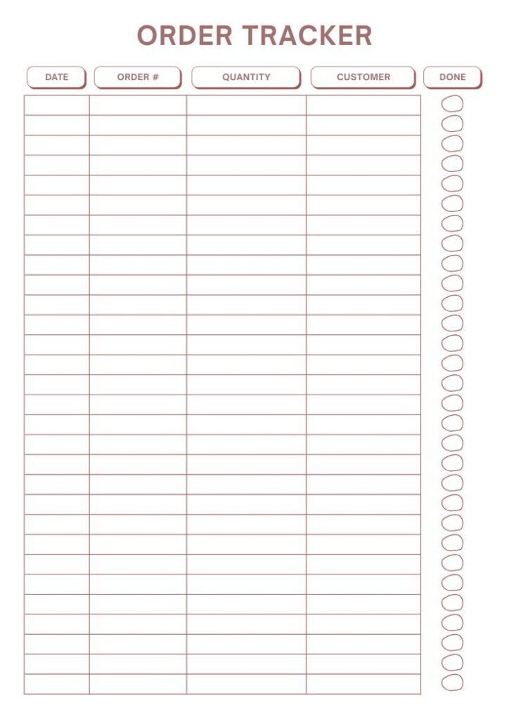 Free Printable Order Tracker Template