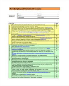 Printable Orientation Checklist Template