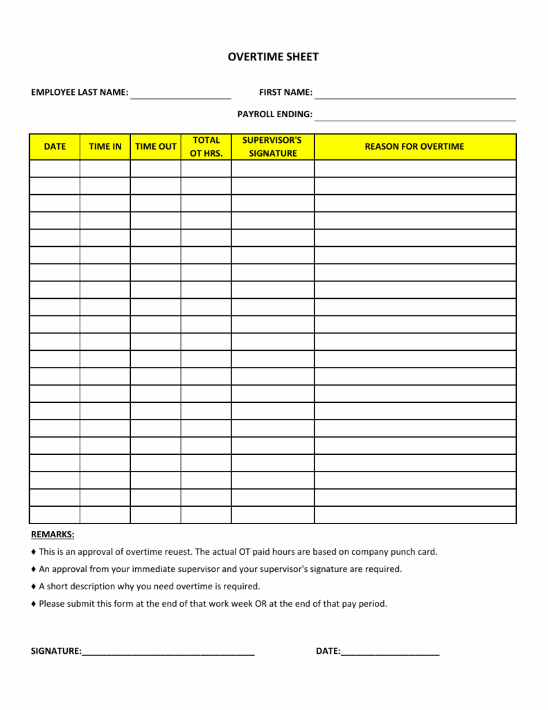Overtime Hours Tracker Template (Excel)