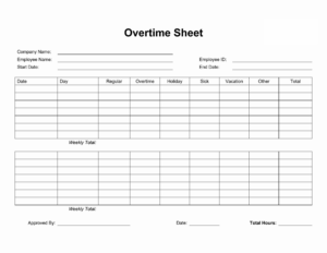 Overtime Hours Tracker Template (Excel)