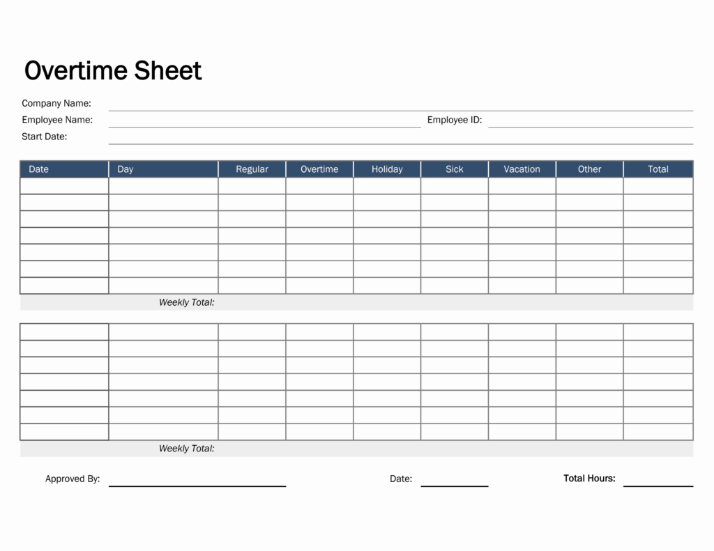 Overtime Hours Tracker Template (Excel)
