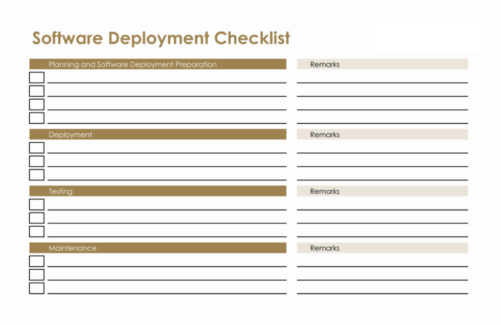 Printable PC Deployment Checklist Template
