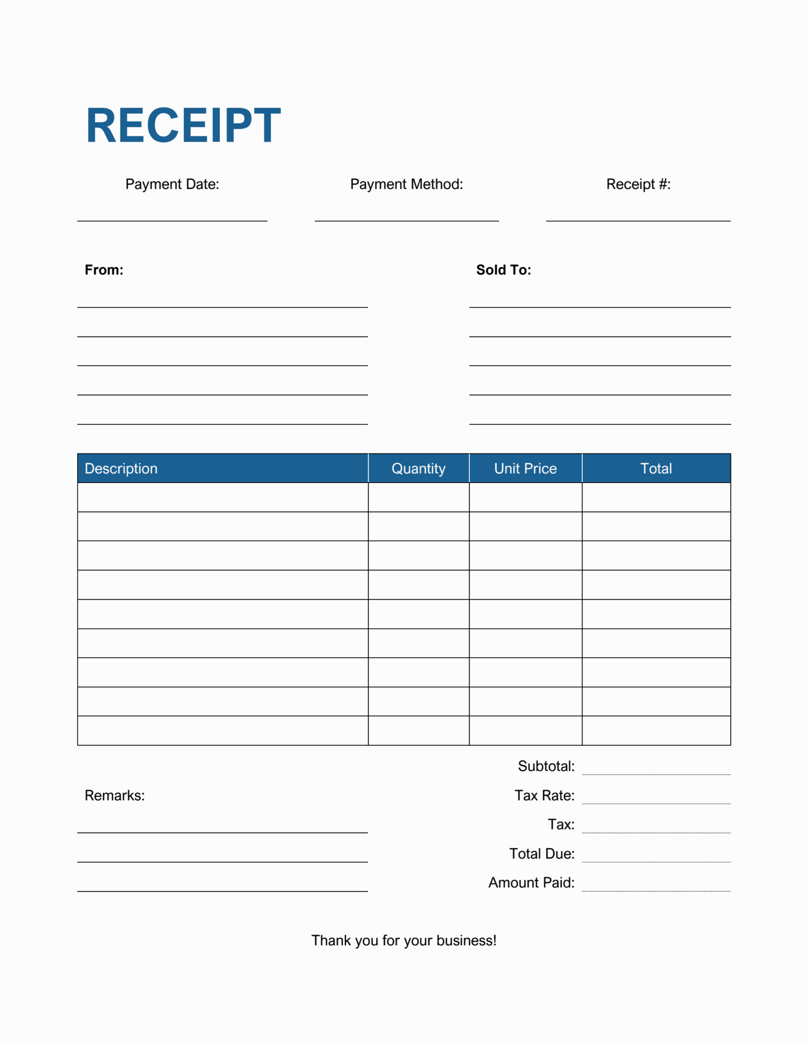 Free Printable Painter Receipt Template