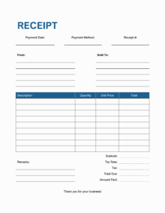 Free Printable Painter Receipt Template