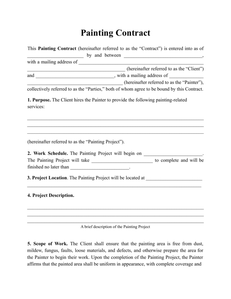 Painting Agreement Template (Word)