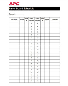 Printable Panel Schedule Template
