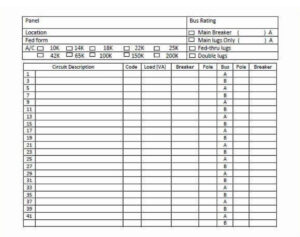 Printable Panel Schedule Template