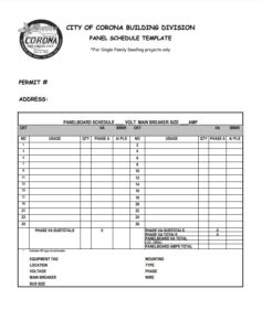 Printable Panel Schedule Template