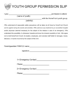 Printable Parent Permission Slip Template