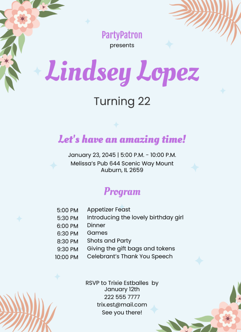 Customizable Party Program Template (Word)