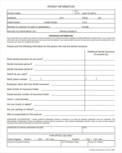 Printable Patient Registration Form