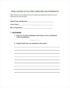 Printable Peer Evaluation Form
