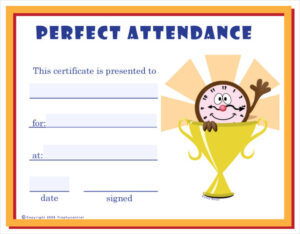 Printable Perfect Attendance Award Template
