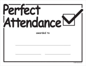 Printable Perfect Attendance Award Template