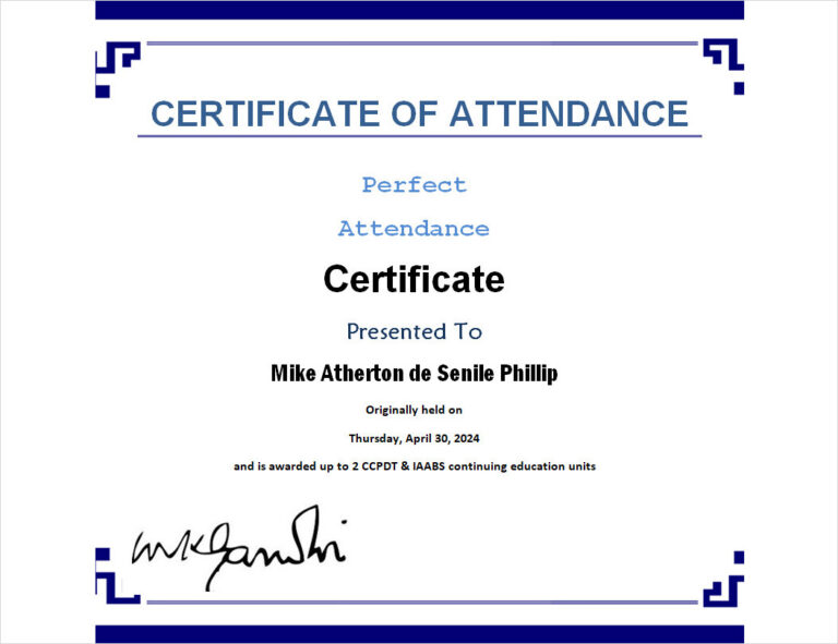 Printable Perfect Attendance Award Template