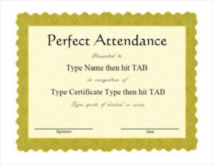 Printable Perfect Attendance Award Template